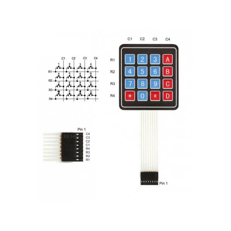 TECLADO MEMBRANA 4X4 TECLAS CON ADHESIVO - tiendatec.es