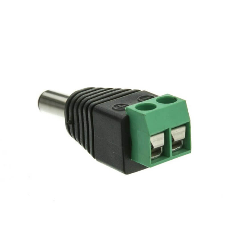 CONECTOR DC JACK MACHO 5,5X2,1mm CON BLOQUE TERMINAL 2 PIN - tiendatec.es