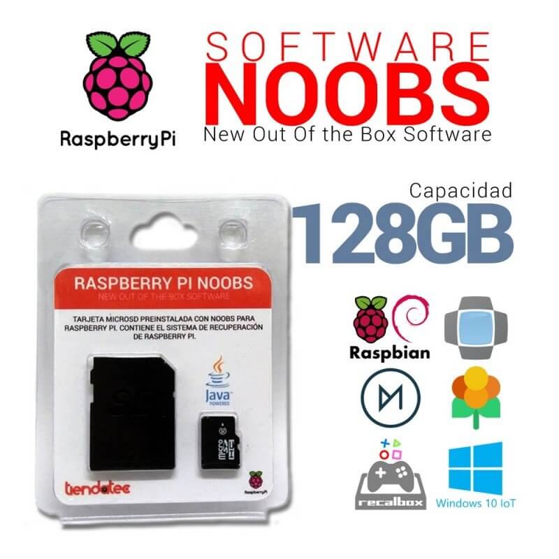 SOFTWARE NOOBS PREINSTALADO EN MICROSD 128GB PARA RASPBERRY PI - tiendatec.es