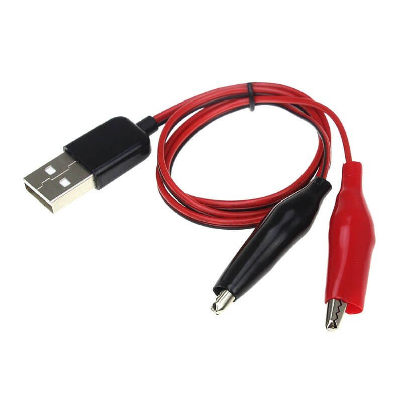 CABLE USB A PINZAS COCODRILO ALIMENTACION 5V - tiendatec.es