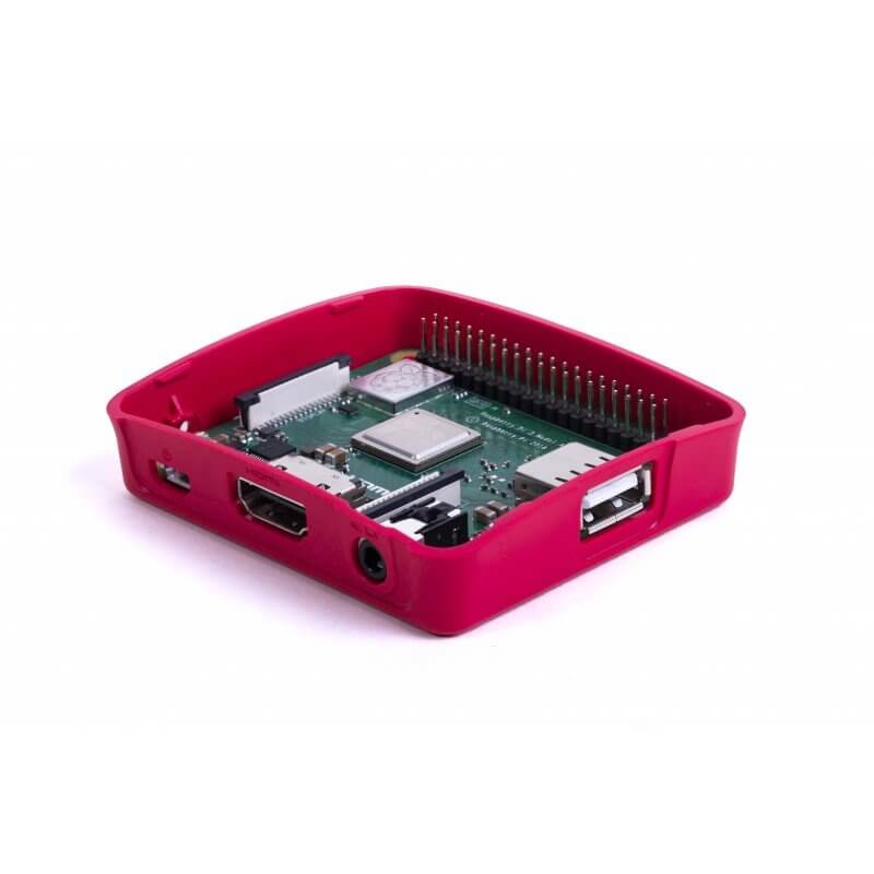CAJA OFICIAL RASPBERRY PI 3 A+ ROJO/BLANCO - tiendatec.es