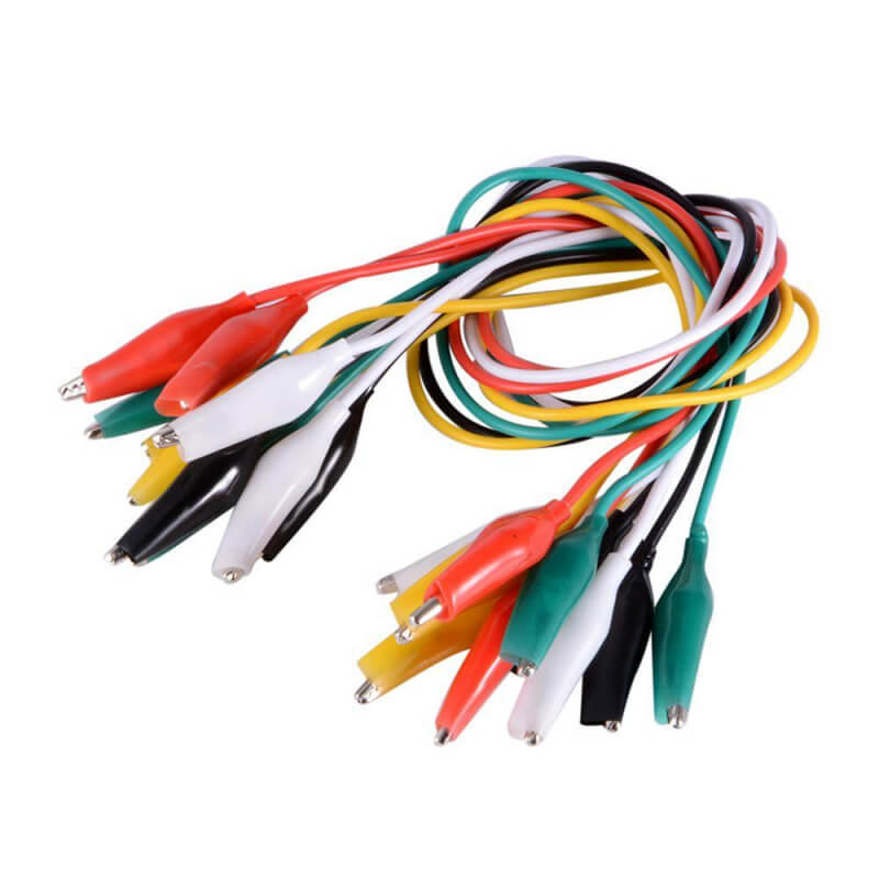 PACK 10 CABLES CON PINZAS COCODRILO 50CM - tiendatec.es