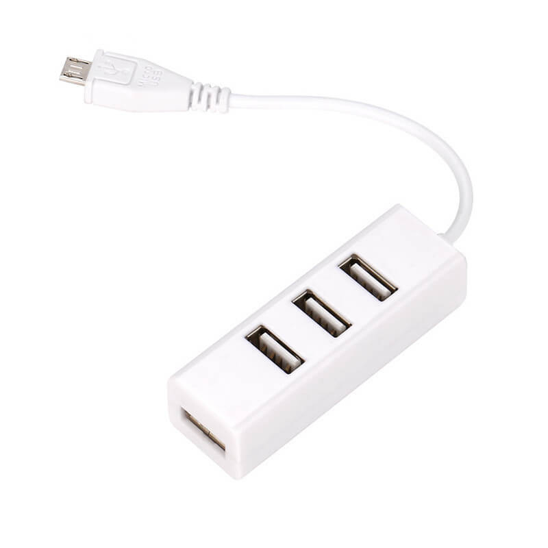MINI HUB USB 4 PUERTOS BLANCO - MICRO USB OTG