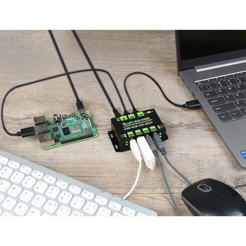 WAVESHARE USB HUB INDUSTRIAL, 4 PUERTOS Y 2 HOSTS CONMUTABLES
