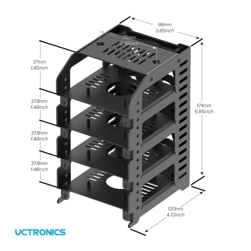 CAJA TORRE CLUSTER METALICA PARA 4x RASPBERRY PI