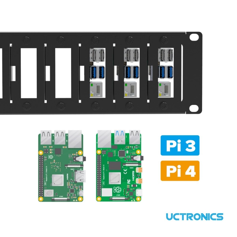 BRACKET RACK 19" 2U PARA 12 RASPBERRY PI