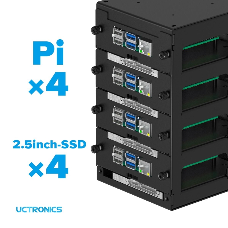 CAJA TORRE CLUSTER DESKTOP PARA 4 RASPBERRY PI Y 4 DISCOS SSD