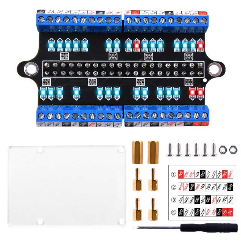 HAT TERMINAL GPIO CON TORNILLOS Y LED