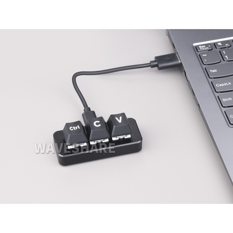 ATAJO TECLADO CTRL+C/V 3 TECLAS PROGRAMABLE - BASADO EN RP2040