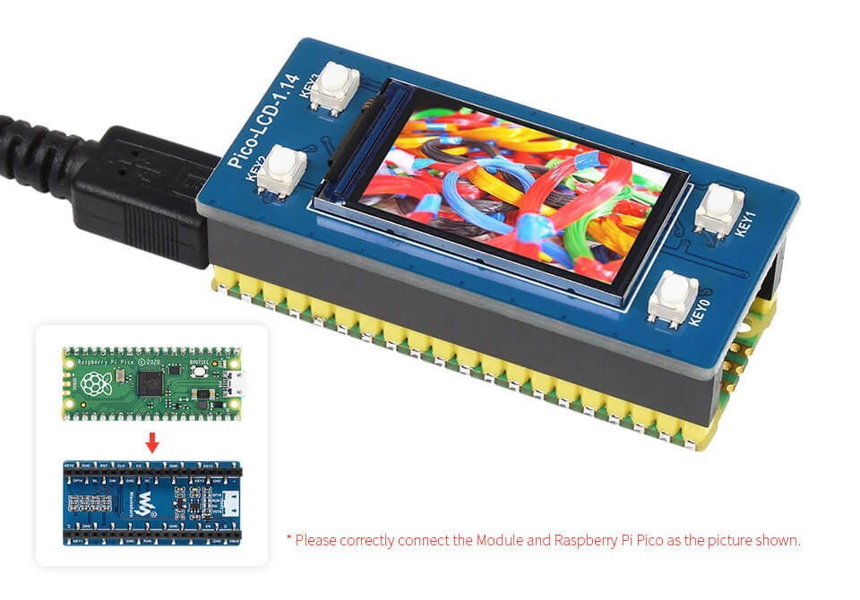 DISPLAY IPS 1,14" 240x135 65K SPI PARA RASPBERRY PI PICO